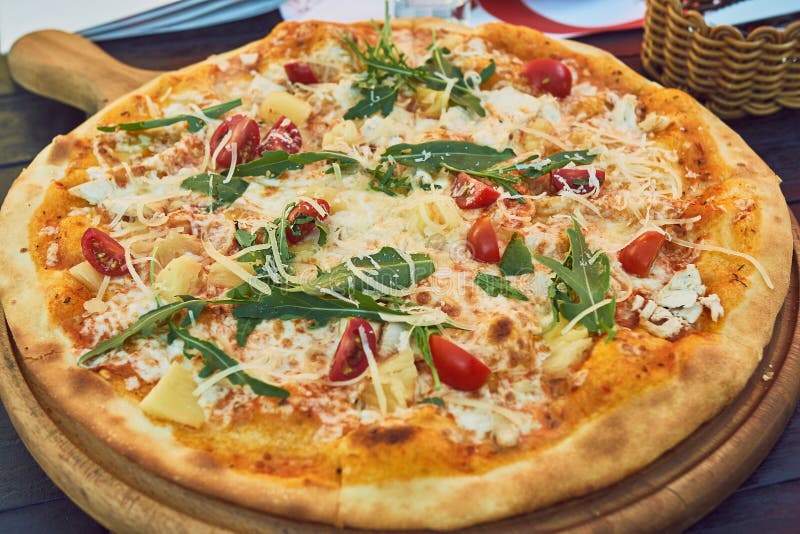 Pizza on a plate stock image. Image of mozzarella, restaurant - 125505107