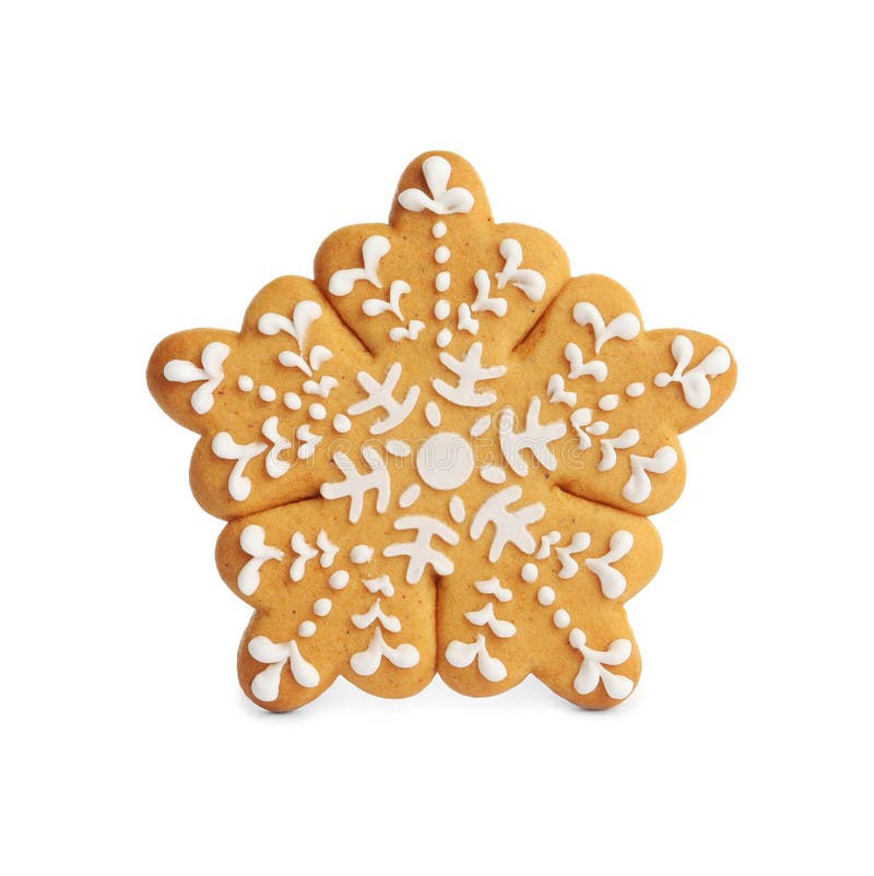 Tasty Snowflake Shaped Christmas Cookie Isolated on White Stock Photo ...