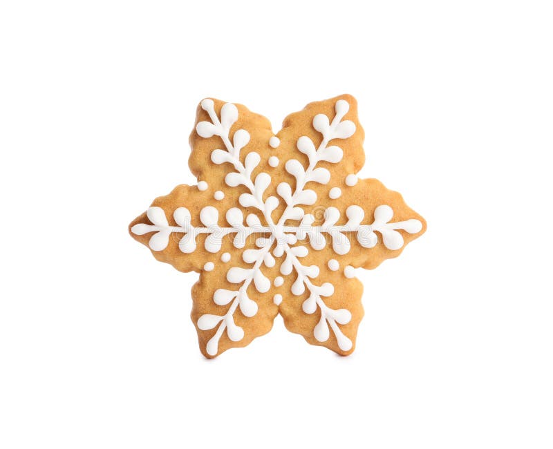 Tasty Snowflake Shaped Christmas Cookie Isolated on White Stock Image ...