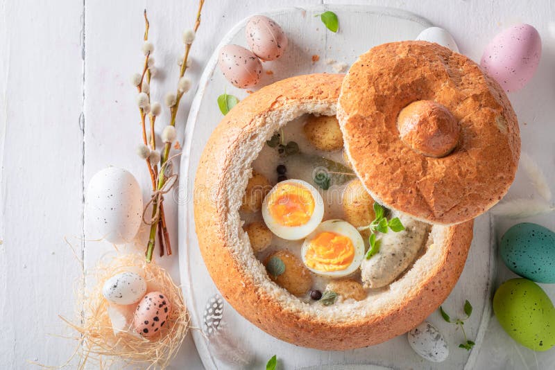 Tasty Sour Soup As Traditional Soup for Easter Stock Photo - Image of ...