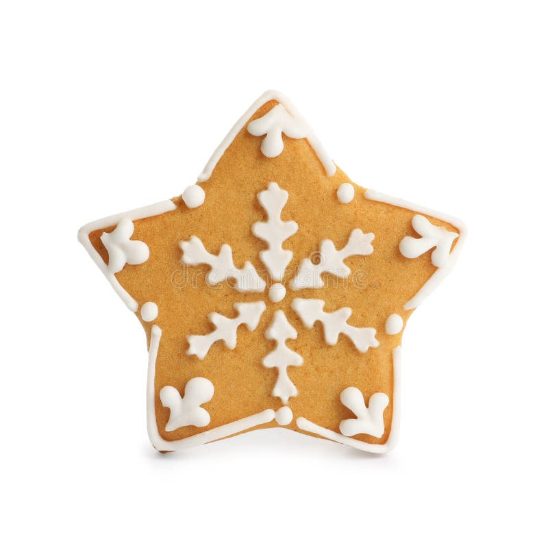 Tasty Star Shaped Christmas Cookie Isolated on White Stock Image ...