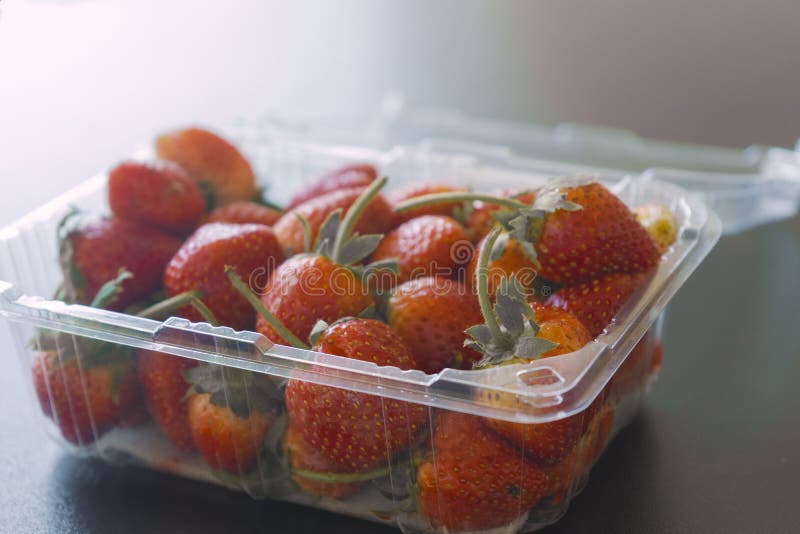 Tasty Strawberry in Plastic Box Stock Photo - Image of tasty, diet ...