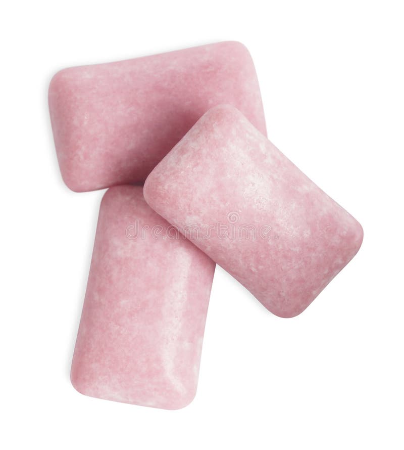 Tasty Sweet Chewing Gums on White Background, Top View Stock Image ...