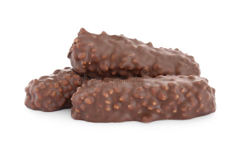 Tasty Sweet Chocolate Bars Isolated on White Stock Photo - Image of ...