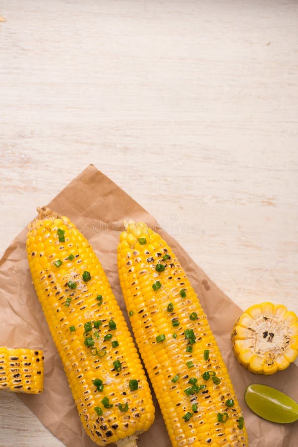 Tasty Sweet Grilled Corn with Onion Sauce Stock Image - Image of tasty ...