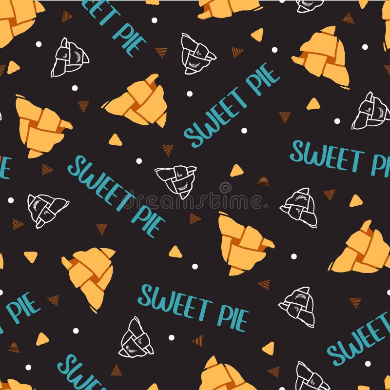 Tasty Sweet Pie Slice Snack Dessert Time Vector Graphic Seamless ...