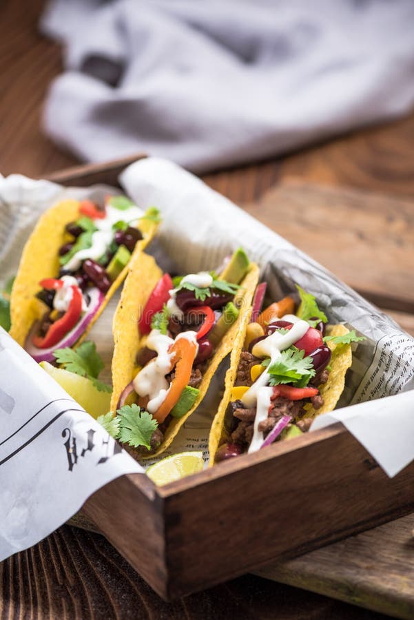 Tasty Tacos Served in Pub or Bar Stock Image - Image of fresh, lunch ...