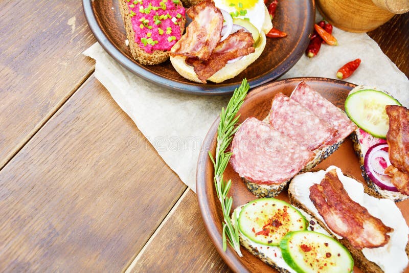 Tasty tapas on the table stock image. Image of color - 134104087