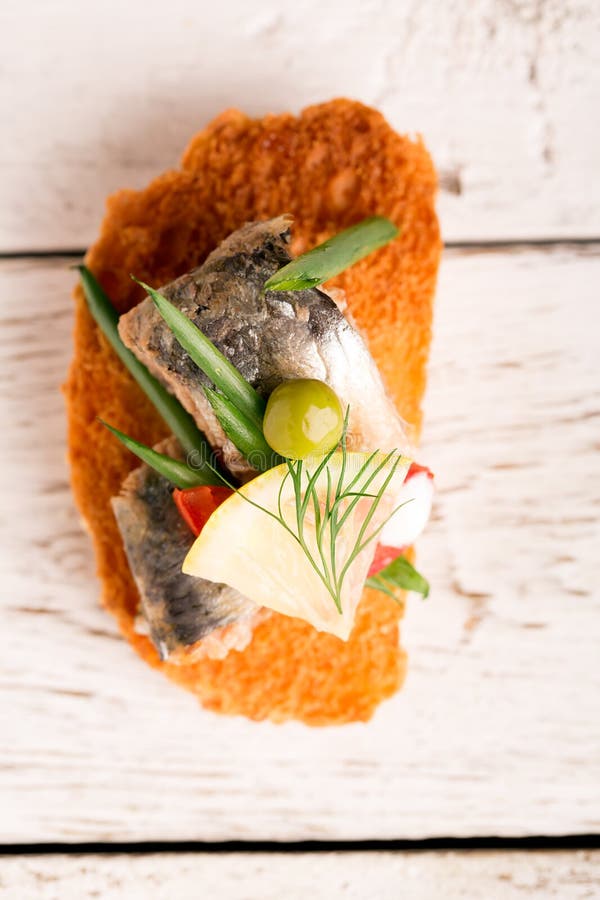 Tasty Tapas with Tuna and Onion Stock Image - Image of colourful, peas ...