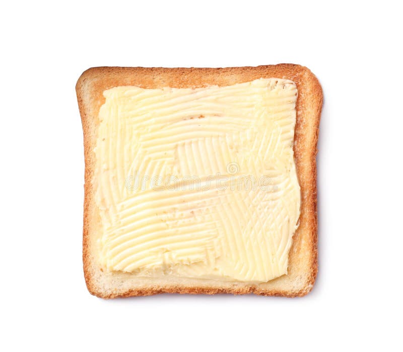 Tasty Toast Bread with Butter Isolated on White, Top View Stock Image ...