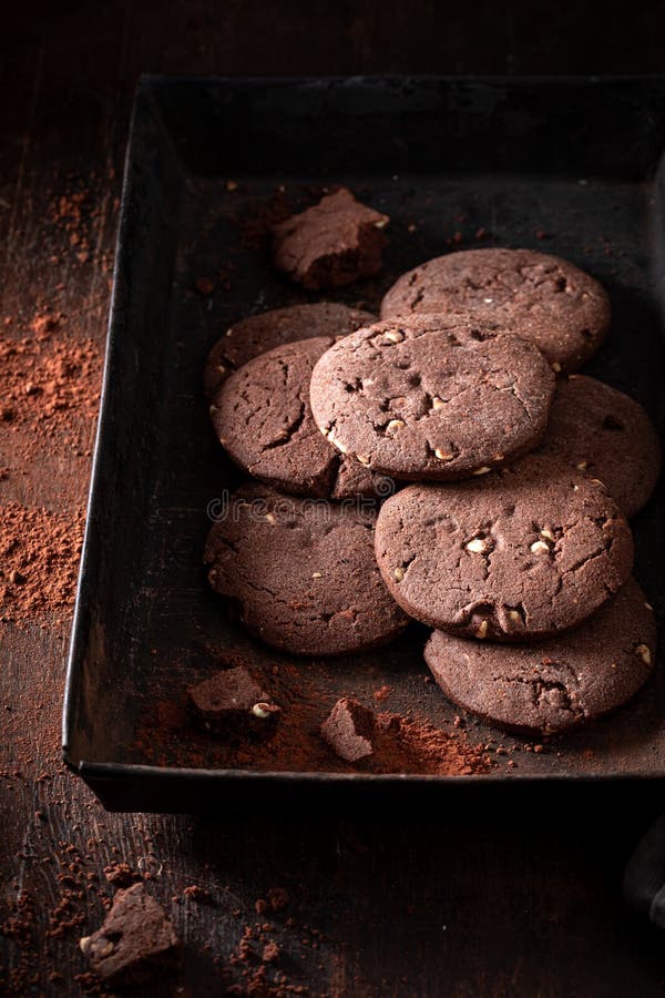 Tasty and Traditionally Chocolate Cookies As a Breakfast Snack Stock ...