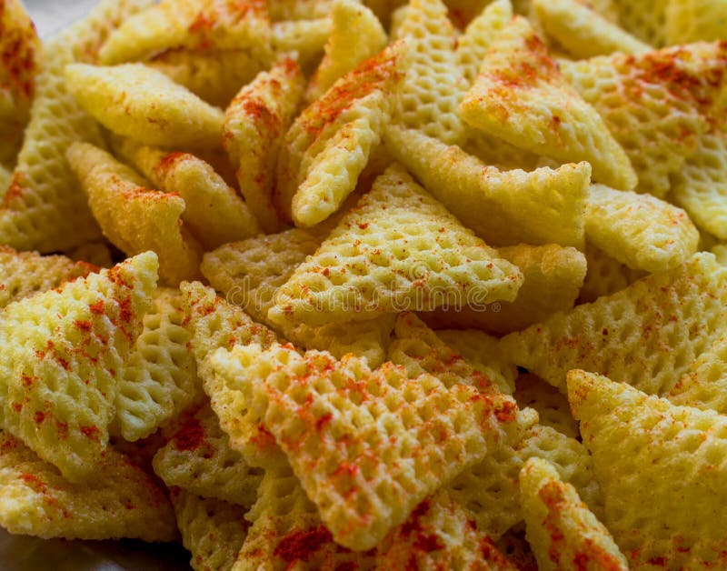 Tasty Triangular Dry Fried Indian Snacks with Red Chilli Powder ...