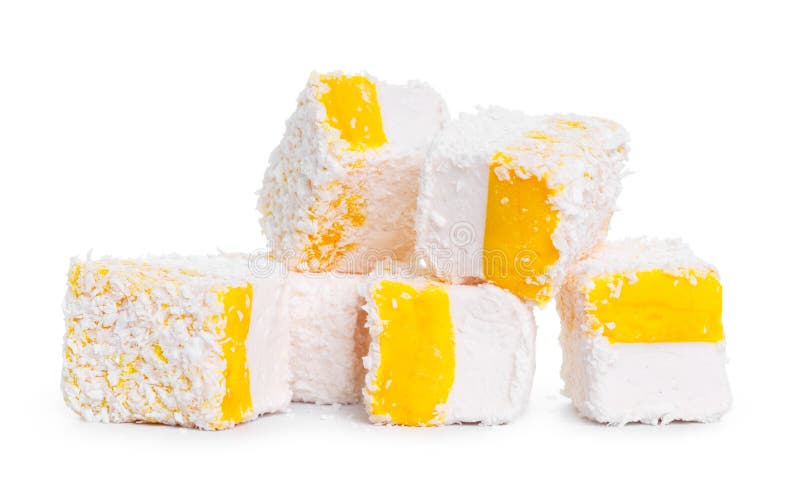 Tasty Turkish Delight Isolated on White. Close Up. Stock Image - Image ...