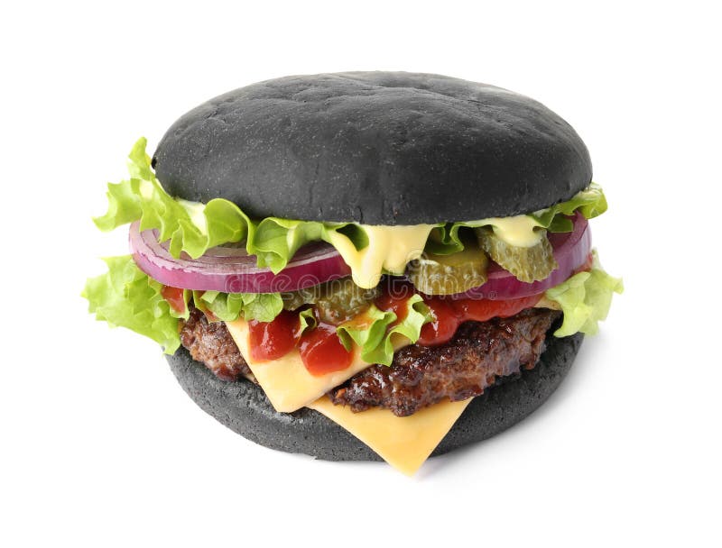 Tasty Unusual Black Burger on White Stock Image - Image of grill, meal ...