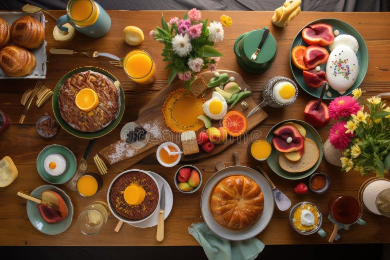 Tasty and Vibrant Breakfast Spread, Featuring Sweet and Savory Dishes ...
