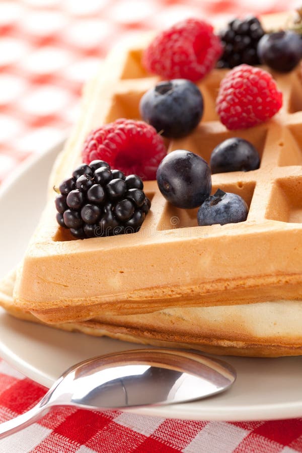 Tasty waffle with fruits stock photo. Image of honey - 16148248