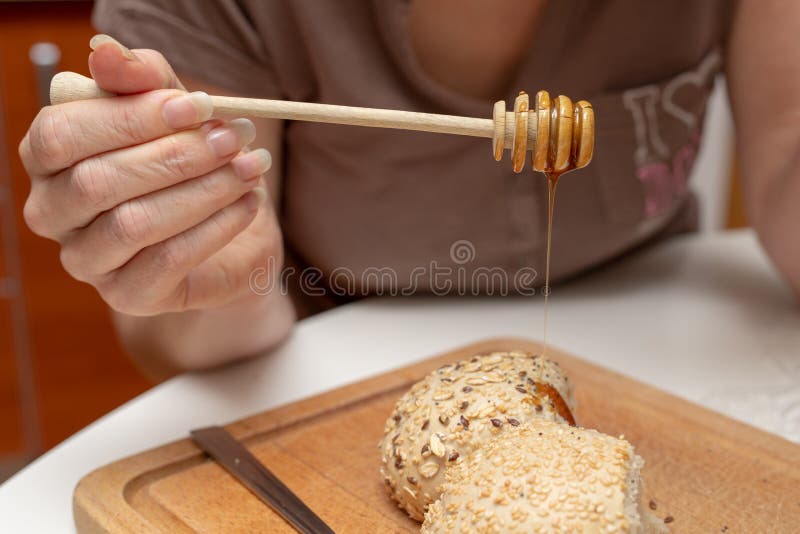 Tasty Wheat Roll on the Kitchen Table. Preparing Dinner with Fresh ...
