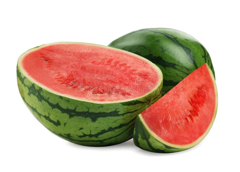 Tasty Whole and Cut Watermelon on White Background Stock Photo - Image ...