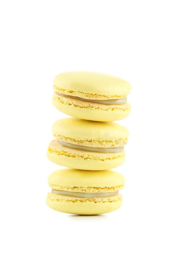 Tasty yellow macarons stock image. Image of cookie, confectionery ...