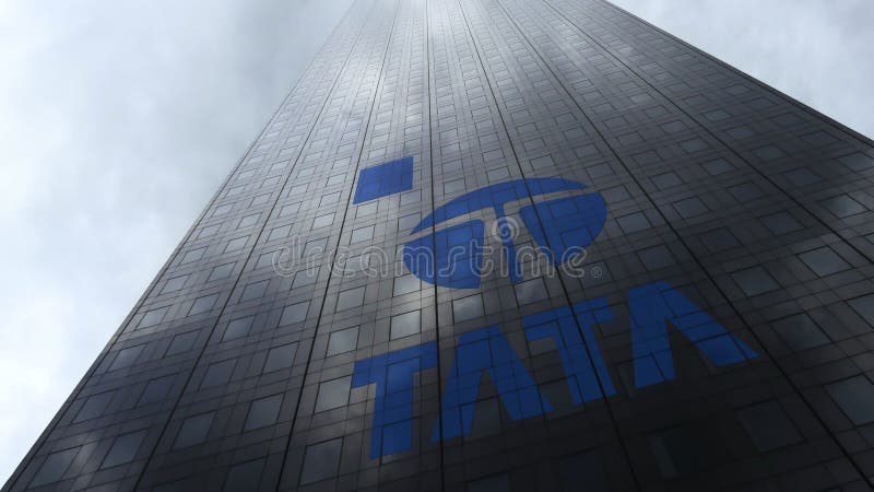 Tata Group Logo on a Skyscraper Facade Reflecting Clouds. Editorial 3D ...