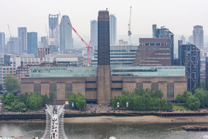 Tate Modern Gallery and Millennium Bridge in London, UK Editorial Image ...