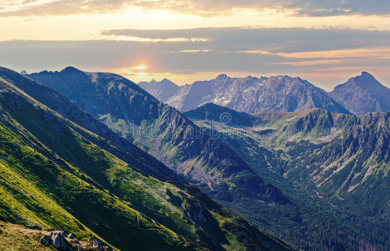Tatra Mountain Panorama, Poland, View from Kasprowy Wierch Mount Stock ...