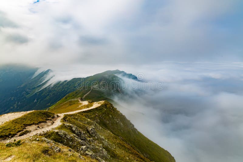 Tatra Mountains View with a Path Along the Ridge and Sea of the Clouds ...
