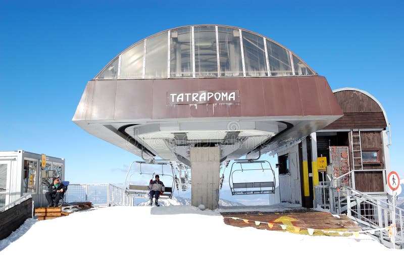 Tatrapoma cableway station editorial photography. Image of blue - 26803717