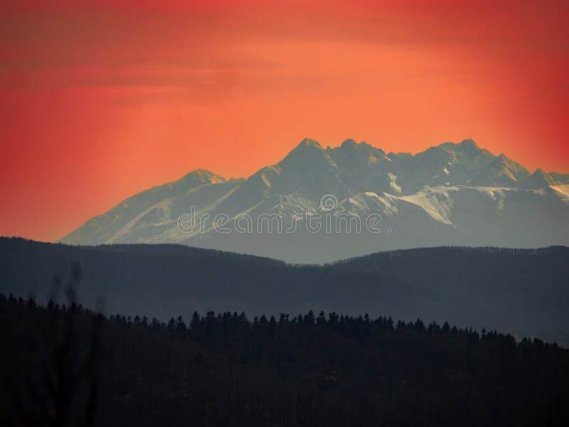 Tatry Malopolska Sunset in the Mountains Stock Image - Image of opolska ...