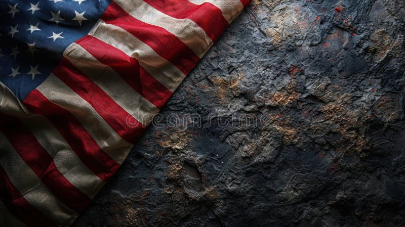 A Tattered American Flag on a Solid Black Background for Website and ...
