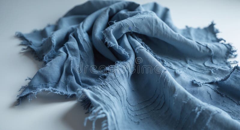 Tattered Blue Fabric Texture with Visible Fringes and Tears Stock Photo ...