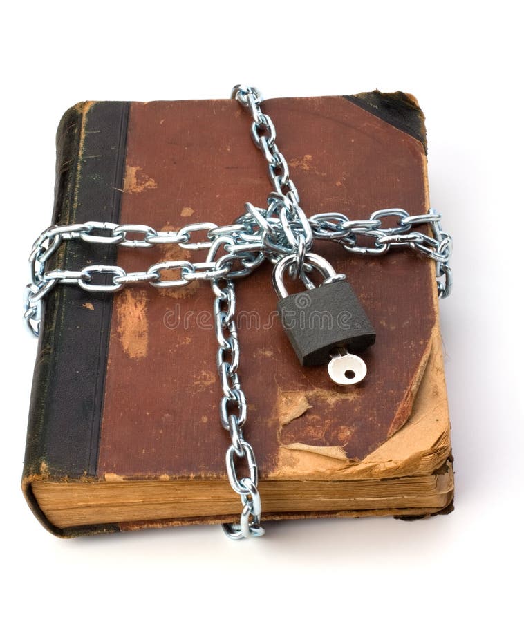 Old Vintage Tattered Book Lock Chain Isolated White Background Stock ...