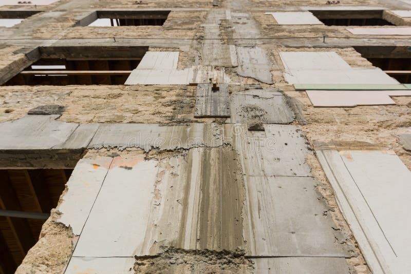 Tattered Building Wall during Construction Stock Image - Image of ...