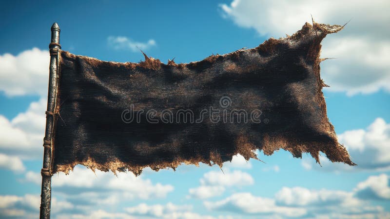 Tattered Flag Against Cloudy Sky - Symbol of Resilience and Struggle ...