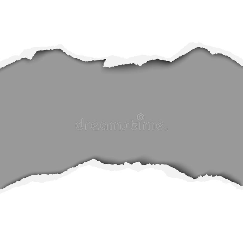 Tattered Middle of White Paper with Torn Edges, Soft Shadow and Dark ...