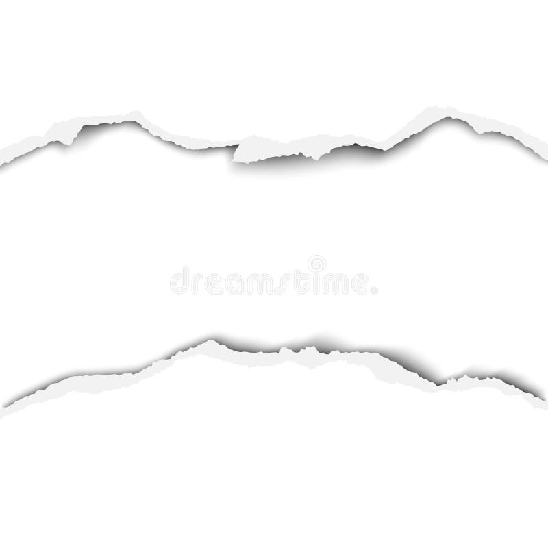 Tattered Middle of White Paper with Torn Edges, Soft Shadow and Space ...