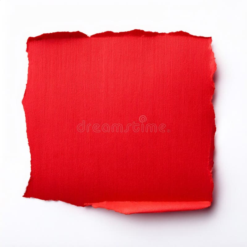 Tattered Red Paper Fragment Revealing Blank White Space for Graphic ...