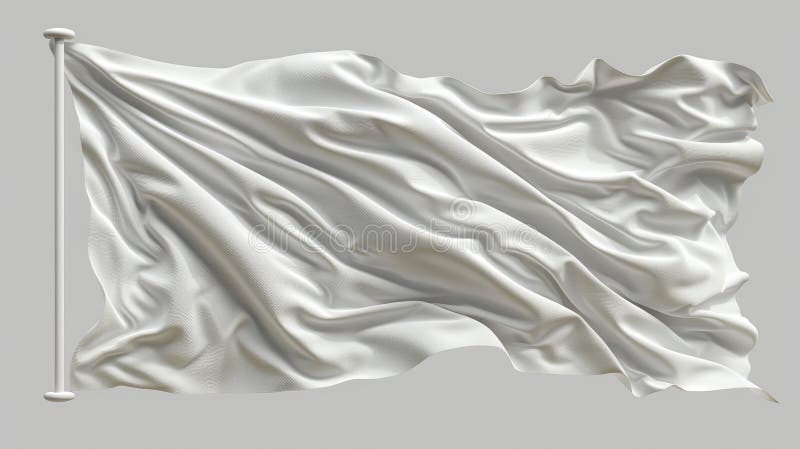 A Tattered White Flag Waves Gently in the Wind Against a Neutral ...