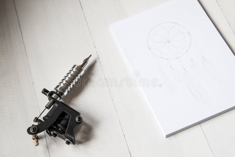 Tattoo Accesories with Tattoo Sketch Stock Image - Image of fashion ...