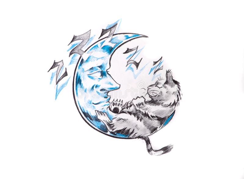 Tattoo Art, Sketch of a Moon Stock Illustration - Illustration of ...