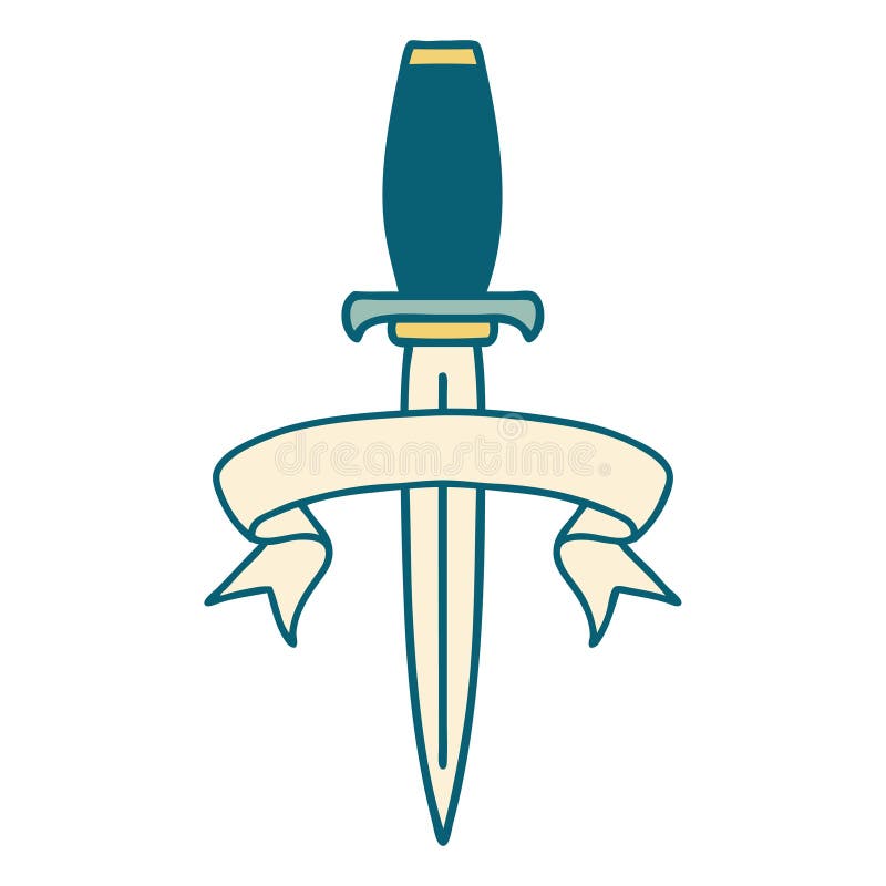 Tattoo with Banner of a Dagger Stock Vector - Illustration of ...