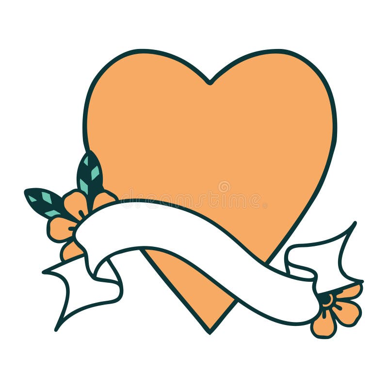 Tattoo with Banner of a Heart Stock Vector - Illustration of drawing ...