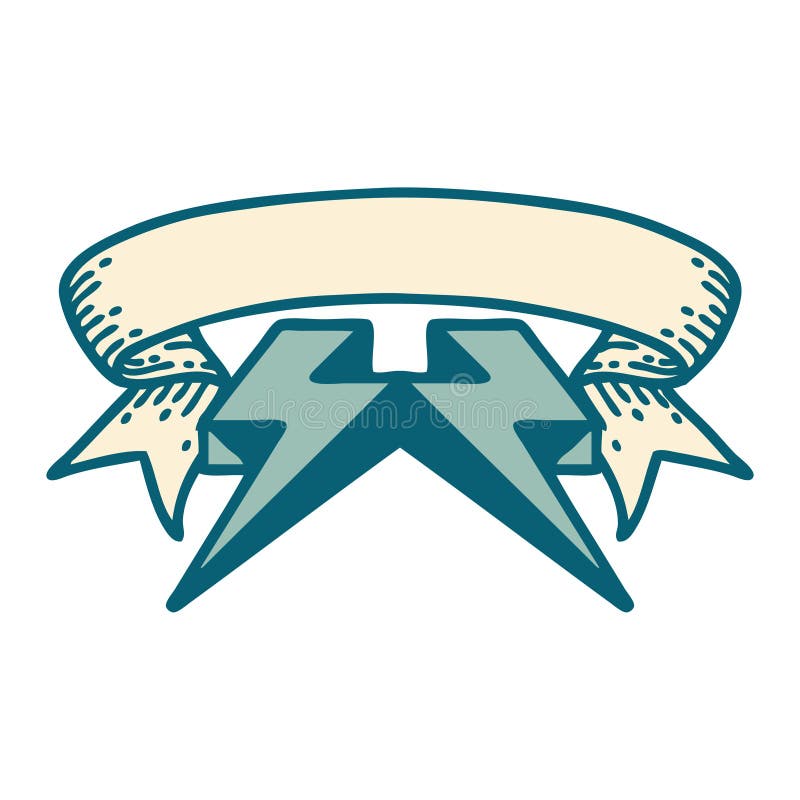 Tattoo with Banner of Lightning Bolt Stock Vector - Illustration of ...