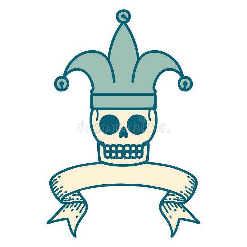 Tattoo with Banner of a Skull Jester Stock Vector - Illustration of ...