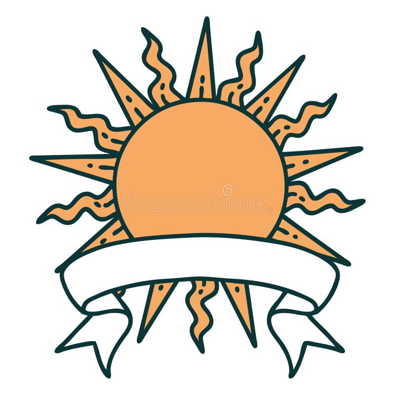 Tattoo with Banner of a Sun Stock Vector - Illustration of style ...