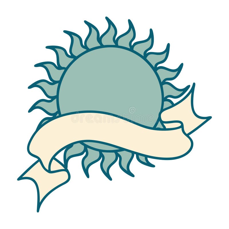 Tattoo with Banner of a Sun Stock Vector - Illustration of retro ...