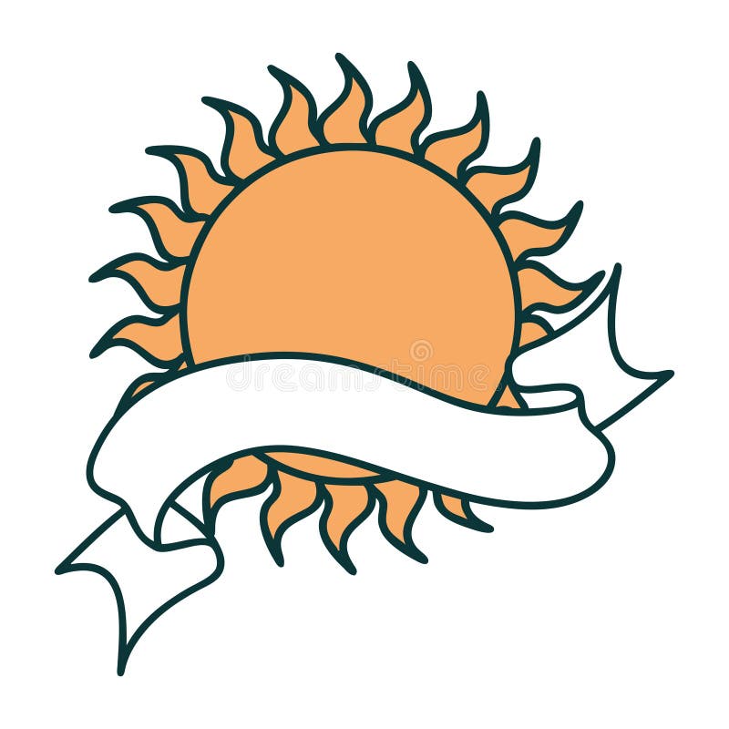 Tattoo with Banner of a Sun Stock Vector - Illustration of tattoo ...