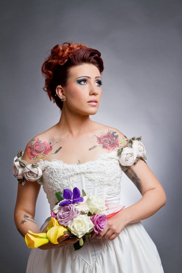 Tattoo Bride stock photo. Image of tattooed, emotion - 27002578