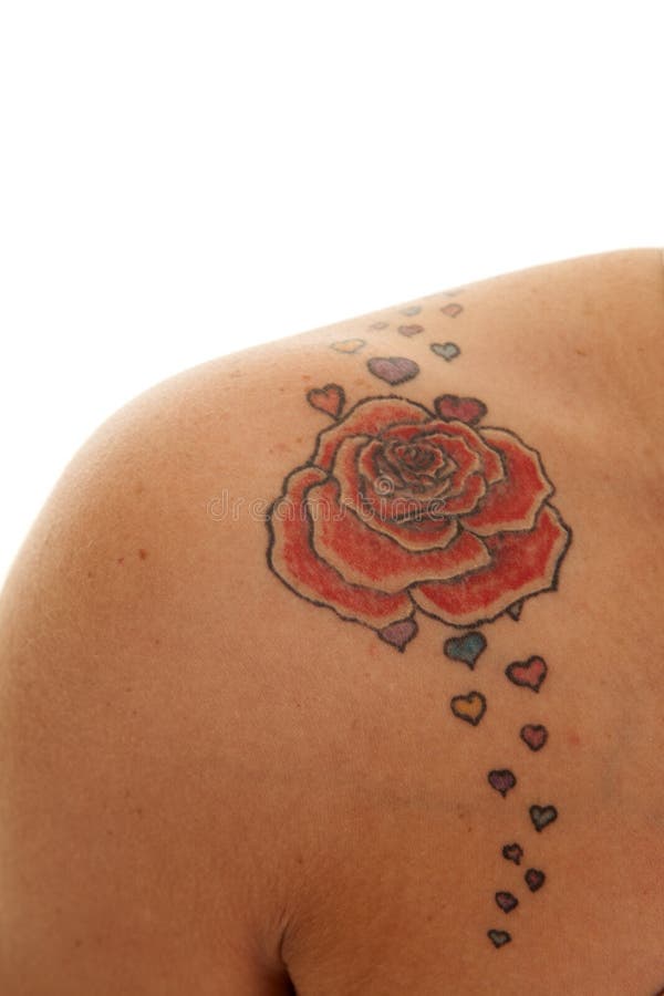 Tattoo Close Rose on Shoulder Stock Image - Image of gorgeous, single ...