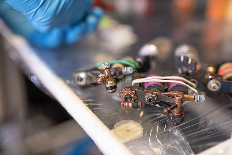 Tattoo Colors and Instruments Close Up View Stock Image - Image of ...